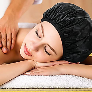 Geyoga 2 Pcs Shower Cap Terry Lined Shower Cap for Women Large Triple Layer Shower Cap with Microfiber Dry Hair Function Breathable Bath Cap Reusable Waterproof for Long Hair(Cute Pattern)