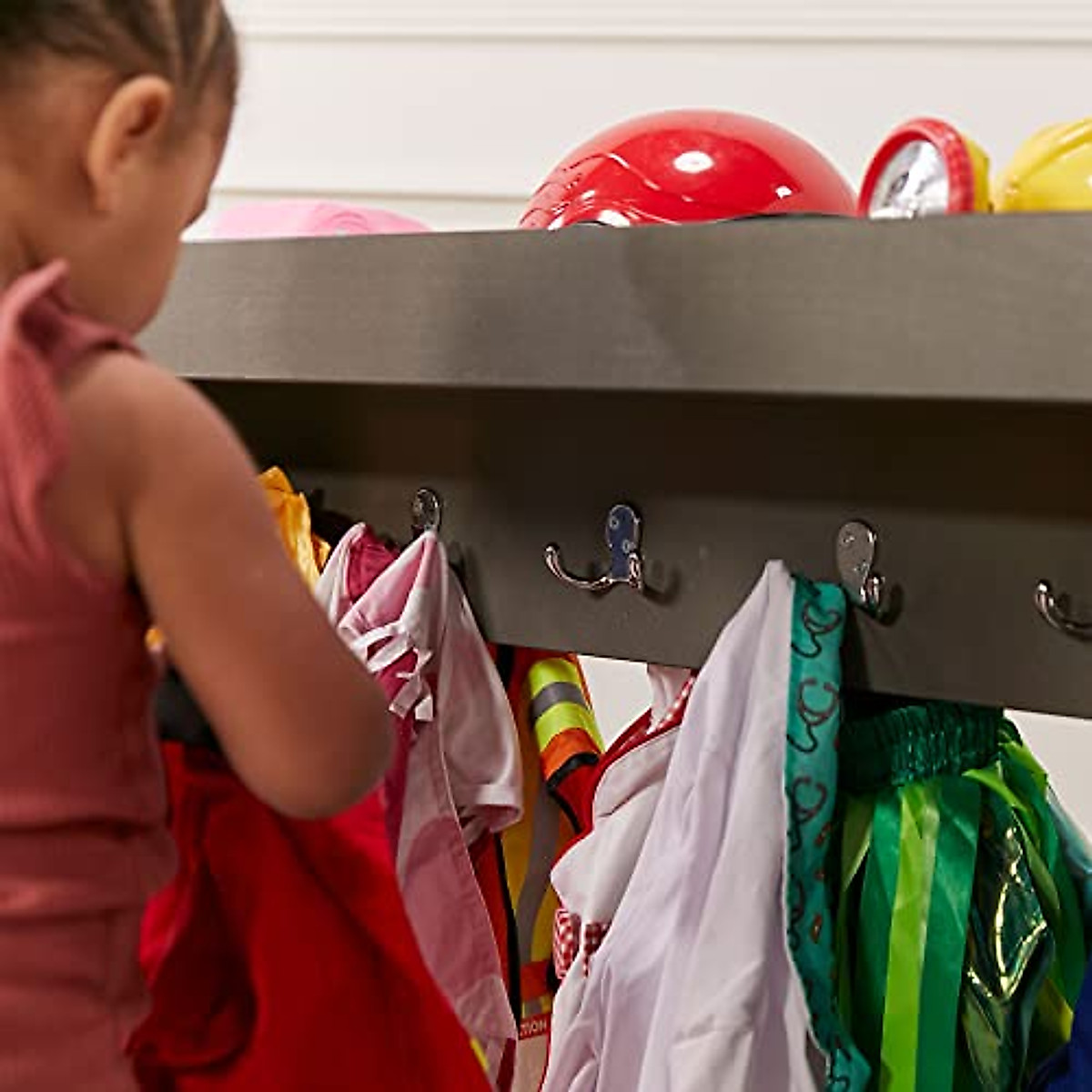 ECR4Kids Streamline Toddler Dress-Up Island, Costume Organizer, Grey Wash