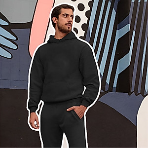 TUVEKE White Sweat Suits For Men Set 2 Piece Hoodie Jogger Track Suit Long Sleeve Tracksuit Running Jogging Sports Sweatsuits Hoodie and Pants M