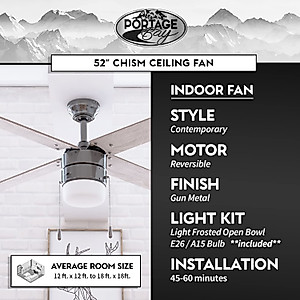 Portage Bay 51451 Chism Ceiling Fan, 52, Gun Metal