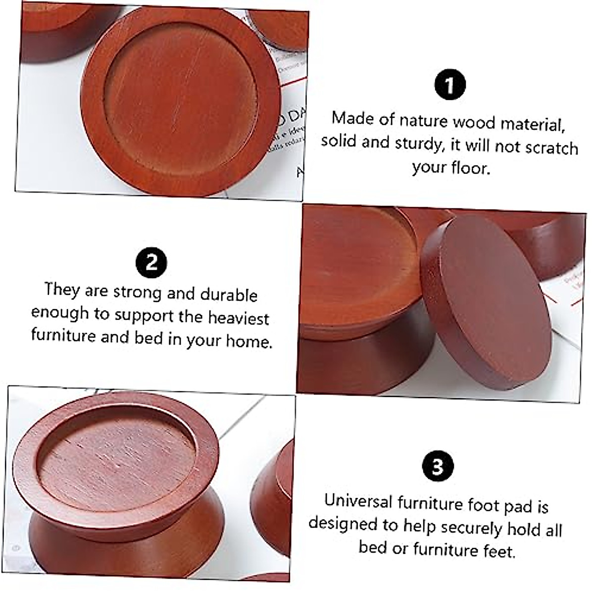 BUTIFULSIC 3pcs Furniture Booster Solid Wood Bed Frame Chair Sofa Bed Frame Adjustable Sofa Risers Table Risers Furniture Grip Bed Foot Pad Bed Risers Furniture Foot Pads Foot of Bed Brown