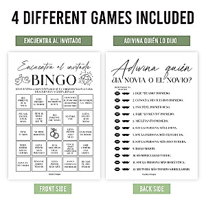 Minimalist Spanish Bridal Shower Games 20 Guests - Juegos Para Despedida De Soltera En Español, Wedding Shower Games, Bridal Shower Bingo In Spanish, Popular Bridal Shower Games Spanish Edition