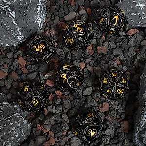 RULE DICE Metal DND Dice Set,Dungeons and Dragons Dice Set with Gifts Box for Role Playing Game,7PCS Polyhedral D&D Dice Set(Blue/Plated Silver)