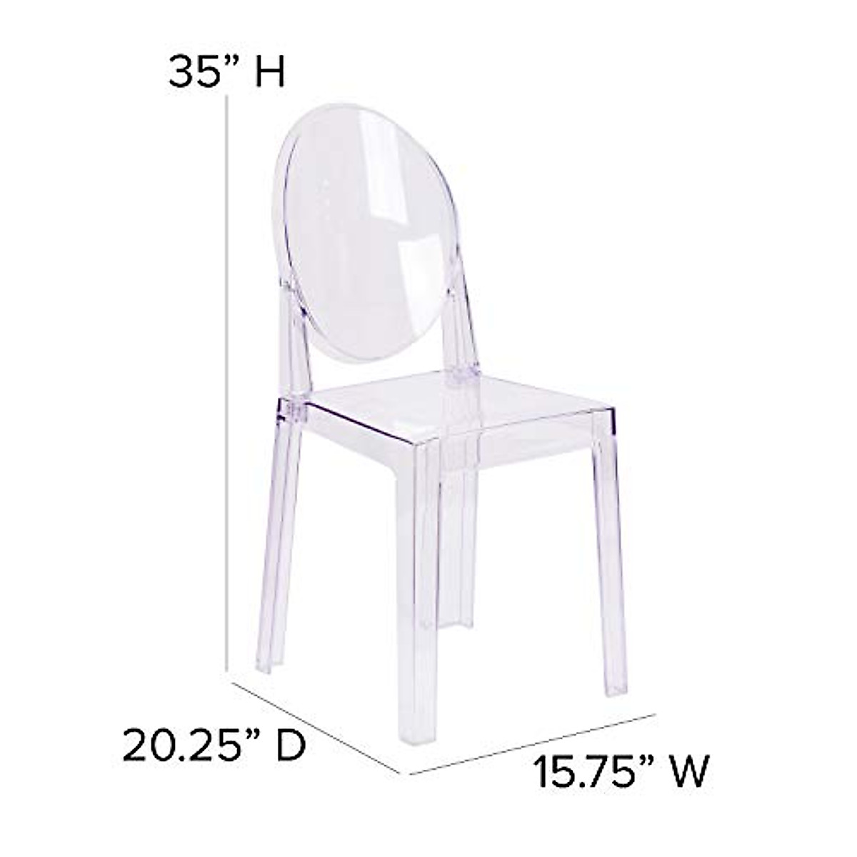 Flash Furniture Revna 4 Pack Revna Ghost Chair with Oval Back in Revna Transparent Crystal