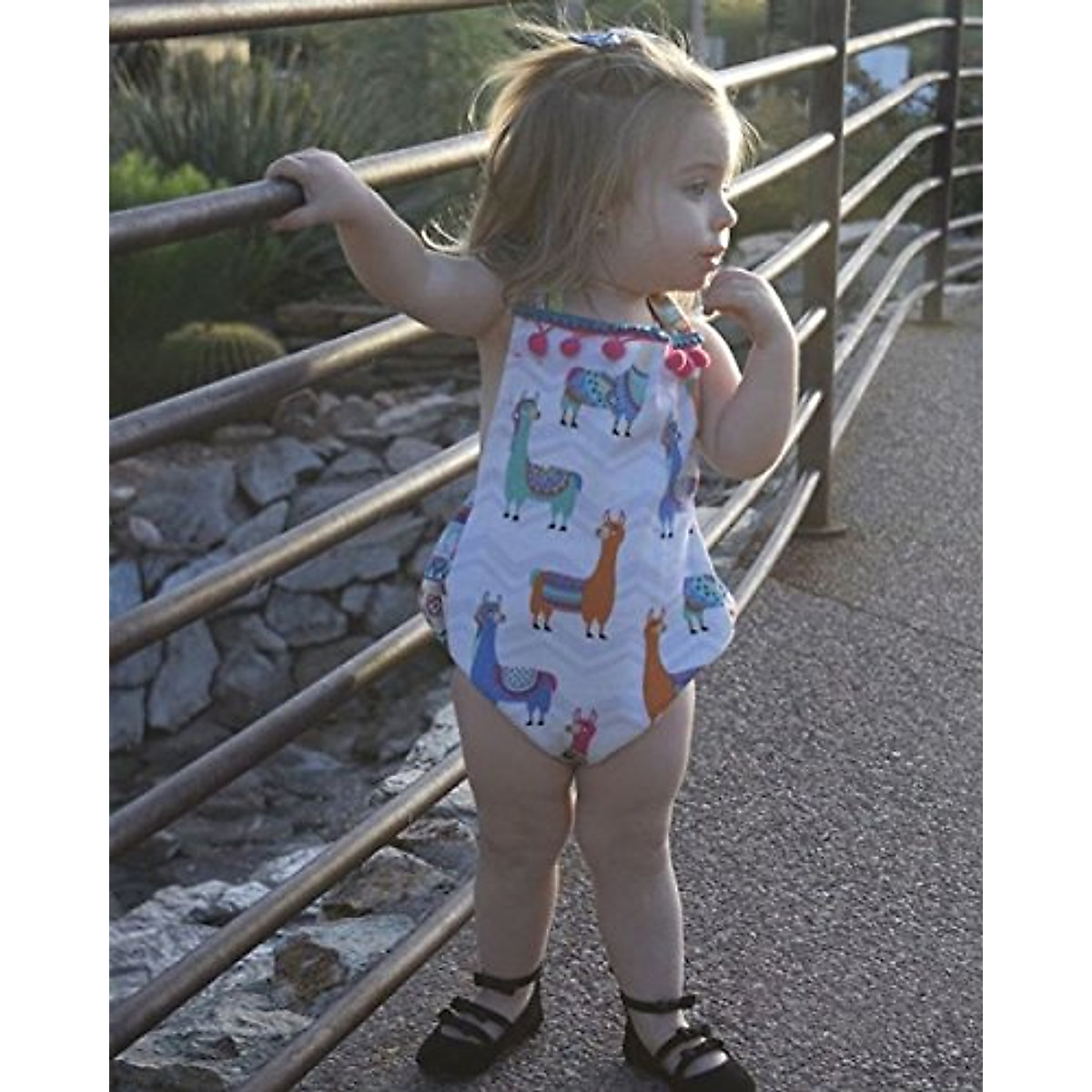 Lamuusaa Newborn Infant Toddler Baby Girls Colourful Alpaca Pattern Tank Tops Summer Bodysuit Romper Jumpsuit (80/6-12M, Multicoloured)