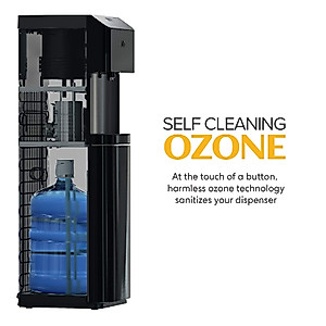 Brio CLBL720SCBLK Moderna Self Cleaning Bottom Load Hot, Cold & Room Water Cooler - New Black Stainless Steel - Tri Temp W/Touch Dispenser Feature