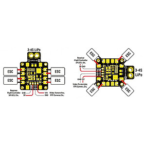 Acxico 2 pcs Drone Power Distribution Board XT60 3-4S 9-18V 5V 12V Output PDB