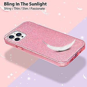 MATEPROX Compatible with iPhone 12 Pro case Compatible with iPhone 12 Cases Glitter Bling Sparkle Cute Girls Women Protective Cover (Pink)
