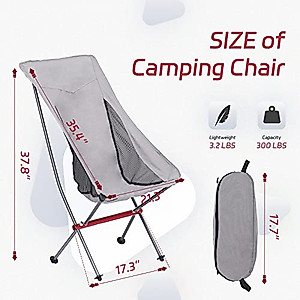 75 75PAI Ultralight High Back Folding Camping Chair, Waterproof All Aluminum Frame Lawn Chair, Portable Beach Chair with Storage Bag for Hiking Beach Fishing Outdoor, Silver