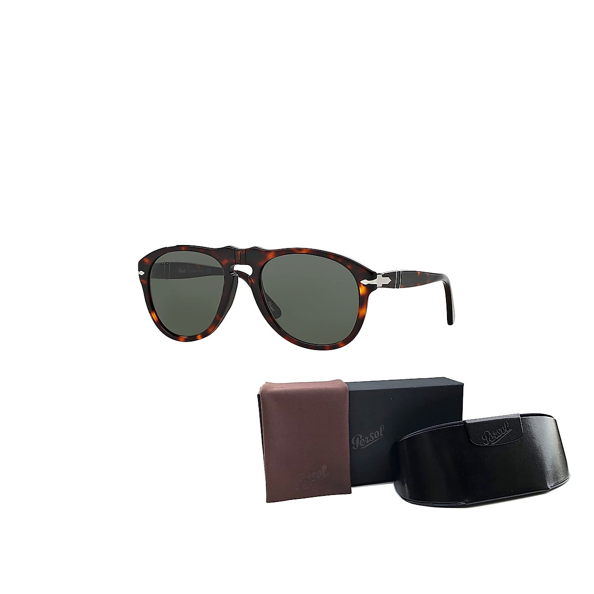 Persol PO0649 24/31 56MM Havana/Green Aviator Sunglasses for Men + BUNDLE With Designer iWear Eyewear Kit