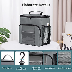 Shinowa Large Portable Shower Caddy Tote Bag with Quick Dry Mesh Base for College & Dorm Travel Toiletry Bag Summer Camp Travel RV Essentials Shower Bag for Student, Gym, Women & Men, Gray
