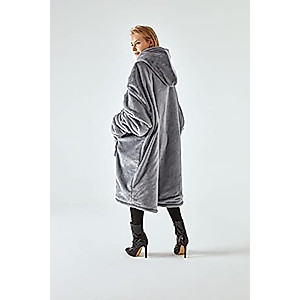 Sviwdsk, Weighted Blanket Sweatshirt for Women and Men,Traveling and Outdoor Activities Zip Up Blanket Hoodie,Thick Flannel Fuzzy Blanket with Sleeves and Giant Pocket,39x36,Gray, Adult