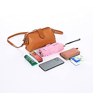 Premium Leather Retro Handmade Doctor Bag,Dr bag - retro handmade bag,Crossbody Unique Opening Small Vintage Phone Purse Handbags for Women (Coffee)