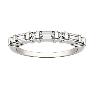 14K White Gold Moissanite by Charles & Colvard 4x2mm Step Cut Baguette Wedding Band-size 6 0.47cttw DEW