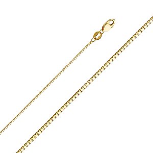 TGDJ 14k Yellow/White/Rose Gold Box Link Chain Necklace - 0.9mm Solid Gold Chain for Men and Women - Great Gift for Christmas, Birthday & All Occasions
