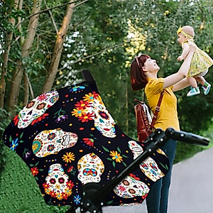 Sugar Skeleton Baby Car Seat Cover for Baby Boys and Girls Breathable Lightweight Carseat Cover Baby Carrier Cover Soft Flexible for Girls Boys