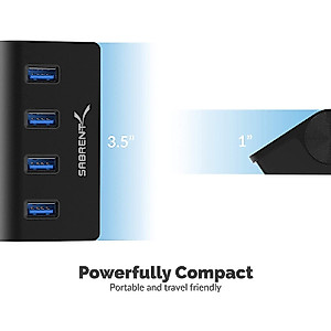 SABRENT 4-Port USB 3.0 Hub - Aluminum Design, Portable Data Hub with 2.5ft Cable for iMac, MacBook, PC - Black (HB-MC3B)
