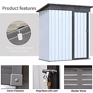 5x3 FT Outdoor Alloy Steel Storage Shed Organizer, Garden Tool House for Backyard, Patio, Garage, Lawn