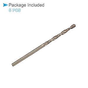 CoCud Twist Drill Bits, 2mm Cutting Edge, Titanium & Nitride Coated High Speed Steel 6542 Round Shank - (Applications: for Stainless Steel Drilling Machine), 5-Pieces