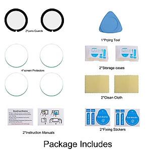 Lens Guard Compatible with Insta360 ONE X2 Screen Protector Kit, Olephobic Fingerprint-proof Screen Protector Screen Tempered Film, Transparent Clear Lens (2Pcs Lens Guard & 4Pcs Screen Protector)