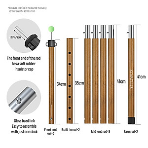 KOMCLUB Tent Poles Adjustable Lightweight Camping Tarp Poles 82.68" Aluminum Alloy Telescoping Solar sail Poles for Awning Canopy Tent Tarp Hiking Light Weight and Easy to Carry (Wood Grain Color)