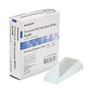 McKesson Premium Microscope Slides, Plain, Float Glass, Beveled Edges, 25 mm x 75 mm x 1 mm, 72 Count
