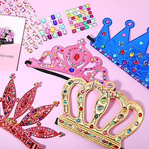 Honoson 24 Pieces Make Your Own Crowns Set Princess Party Favors DIY Tiaras Crown with Crystal Diamond Sticker for Kids Princess Party Supplies
