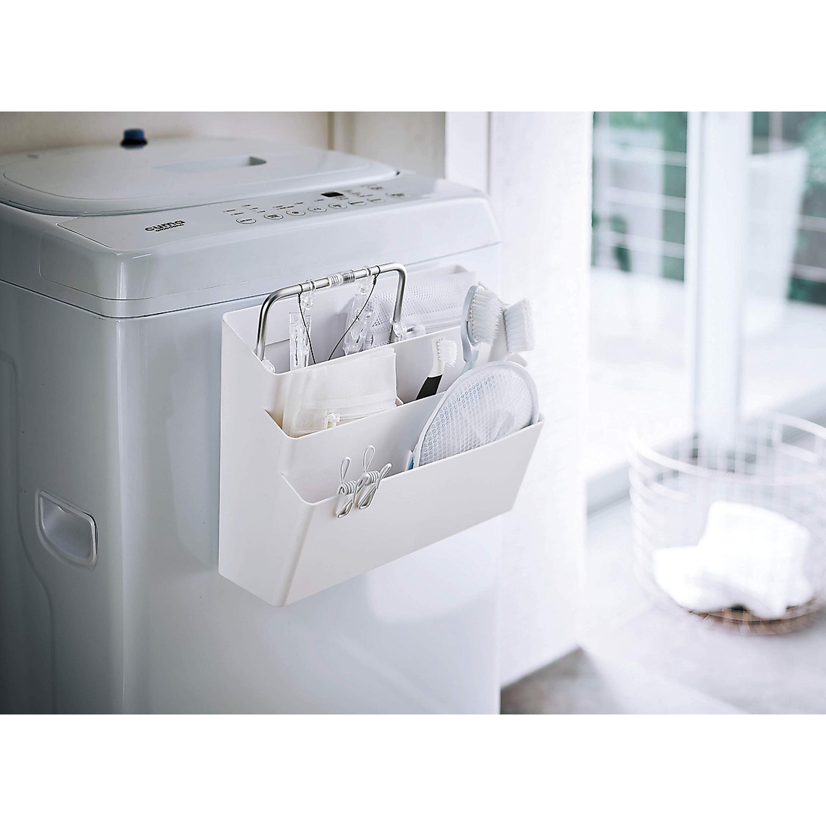 YAMAZAKI home 4443 Magnet Organizer-Hanging Wall Storage Basket Holder, One Size, White