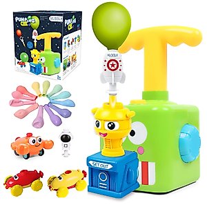KLQQLK Balloon Powered Launch Car,Balloon Air Inflator Hand Push Mini Plastic Air Power Balloon Racer Vehicle Car Toy for Kids Gift (Frog)