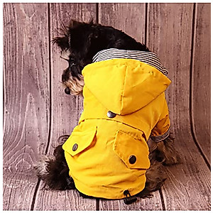 Dog Raincoat Jacket with Zip up Yellow rain Coat Hoodie Water Resistant Stylish Dog Raincoats (Small,Yellow)