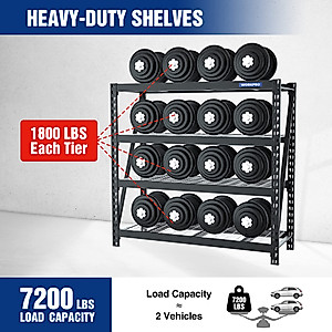 WORKPRO 68" Ultra Wide 4-Tier Metal Garage Shelving Unit, 68"W x 24"D x 65"H, 7200 LBS Capacity, Heavy Duty Storage Utility Rack, Industrial Adjustable Shelves for Shop Warehouse Basement Fish Tank