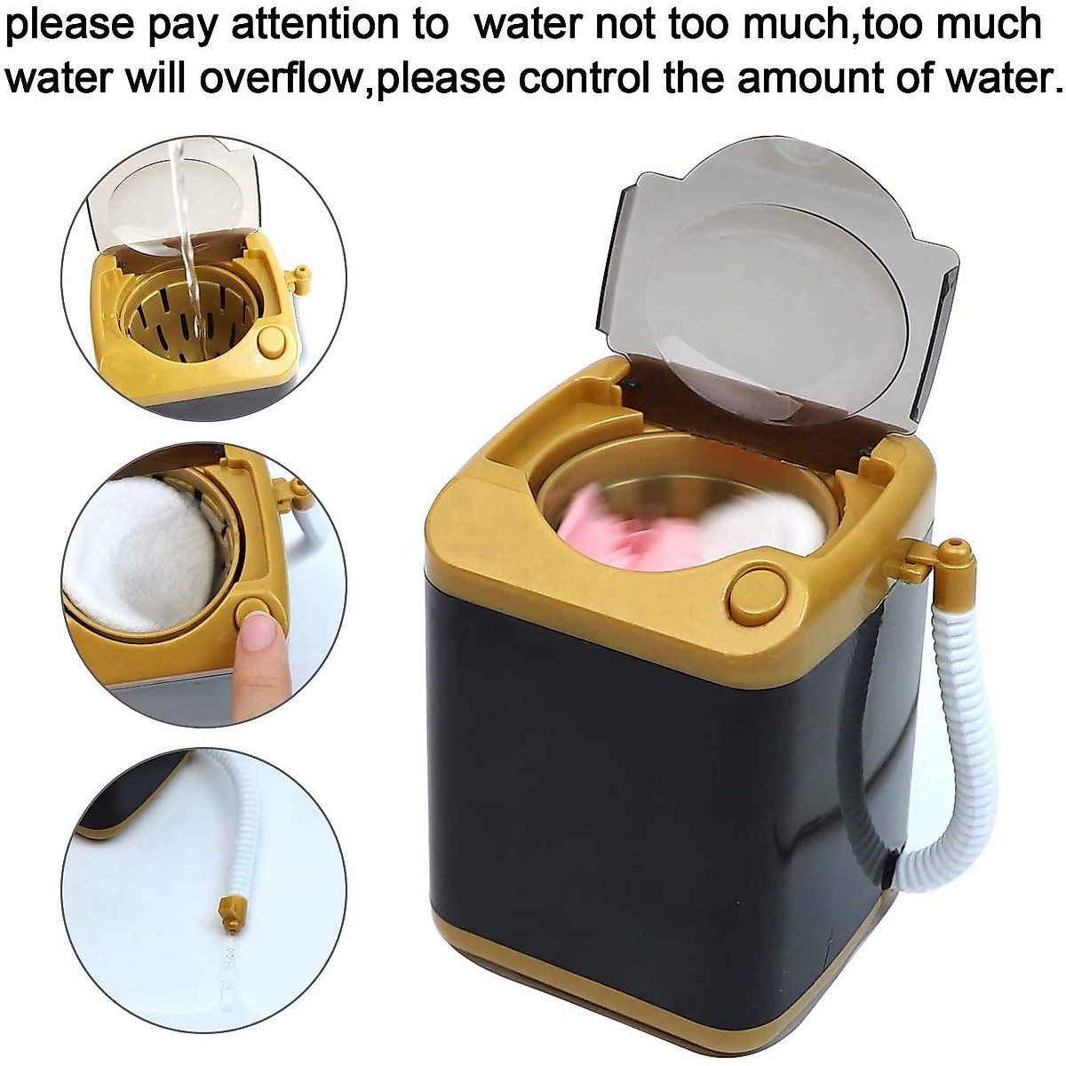 AUEAR, Makeup Brush Sponge Washing Machine Cleaner Device Plastic Automatic Cleaning (Black, Comes with Bucket)