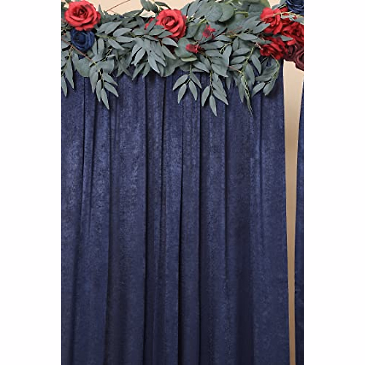 Cytdkve 2 Panels 4.8 Feet x 10 Feet Navy Blue Velvet-Like Wedding Backdrop Curtain Drapes, Silky Soft Window Curtains Panels for Wedding Ceremony Birthday Party Decorations