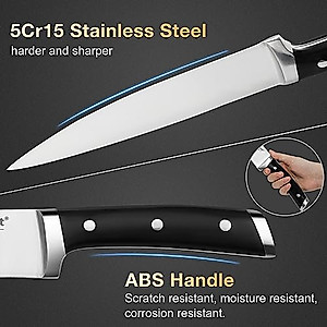 warmot Professional Kitchen Knife Set, 3 Pcs Chef Knife Set Sharp Knives Sets for Kitchen High Carbon Stainless Steel, Cooking Knife Triple Riveted Handle with finger protectors with Gift Box