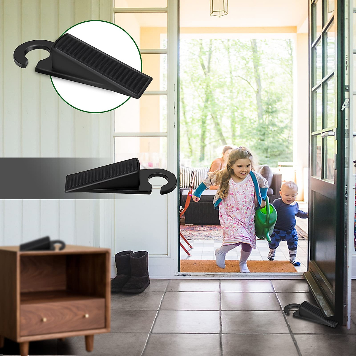 Vncczi Door Stoppers, 2 Pack Premium Rubber Door Stoppers Wedge, Door Stops for Carpet Heavy Duty Door, Door Stoppers for Bottom of Door on Tile, Concrete, Carpet, Wooden Floor (Pink)