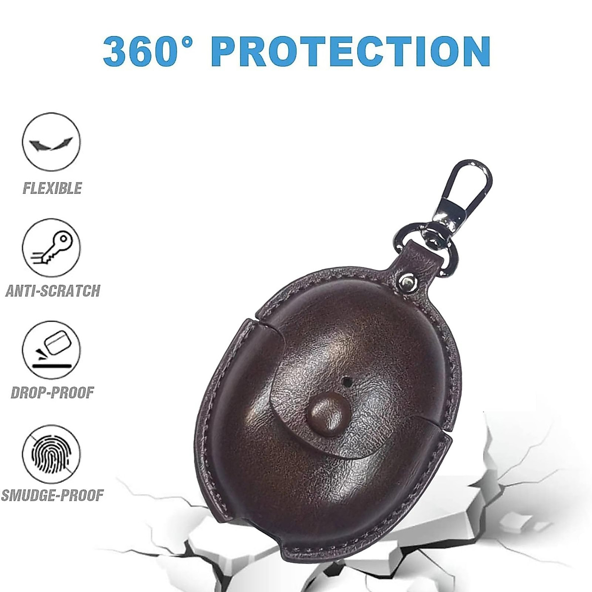 [3 in 1] Compatible for Google Pixel Buds Pro 2022 Cases with Cleaning Kit, Front LED Visible PU Leather Protective Cover Skin with Keychain for Man Women