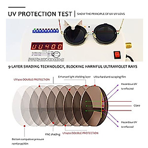 SHEEN KELLY Retro Round Sunglasses for Women Men bee Fashion Black Shades Metal Frame Sunglasses Chic Style Unisex Glasses