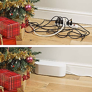 D-Line Cable Management Box, Cord Organizer Box to Hide & Conceal Power Strips, Desk Cable Management Solution, Made from Electrically Safe ABS Material - 12.75" (L) x 5" (W) 4.5" (H) - White