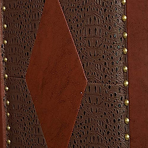 Deco 79 Faux Leather Scroll Partition Room Divider Screen Hinged Foldable Partition 4 Panel Privacy Screen with Faux Leather Detailing, Room Partition 64" x 1" x 71", Brown