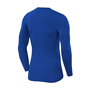 Men's Compression Shirts Long Sleeve Athletic Workout Top, Rash Guard Base Layer Sports Undershirt - Crew Neck - Dazzling Blue, Medium