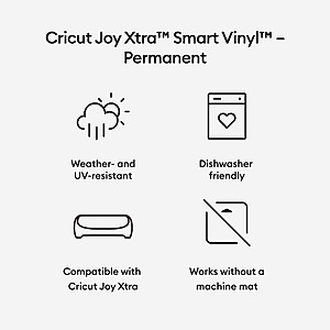 Cricut Joy Xtra Smart Vinyl - Permanent, Water & UV Resistant, Fade-Proof Adhesive Vinyl for Creating Decals, Outdoor DIY Projects, Ideal Sticker Vinyl for Mailboxes, Bottles, & More, Black (3 ft), 3ft
