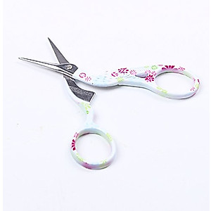 BIHRTC 3.6" Floral Design Stainless Steel Sharp Tip Classic Stork Scissors Crane Design Sewing Scissors DIY Tools Dressmaker Shears Scissors for Embroidery, Craft, Needle Work, Art Work & Everyday Use