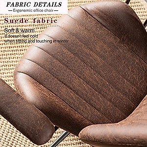 ovios Ergonomic Office Chair Modern Computer Desk Chair Suede Fabric Desk Chair with Armrests for Executive or Home Office (Dark Brown)