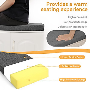 ROFIELTY Bench Cushion 39 inch, Durable Bench Cushions for Indoor Furniture, Window Seat Cushions Indoor, Personalized Custom Bench Cushion (39x15x2inch,Dark Gray)