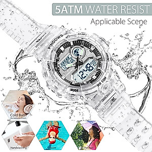 PINIDOUS Womens Watch for Women Teenagers Watch Digital Sports Watch,7 Color LED Light Large Analog Digital Display Waterproof Watch with Alarm Stopwatch Hourly Chime Multi-Function Wrist Watches