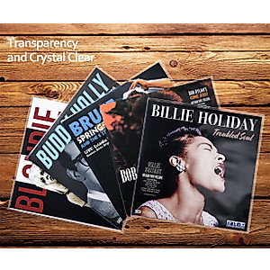 Retro musique Pack of 50 x 12 Inch Outer Vinyl Record Sleeves - Crystal Clear Cover for Single, Double, Triple & Gatefold LP Albums – Strong and Durable Polyethylene Album Sleeves, 50 Packs 12 Inch,