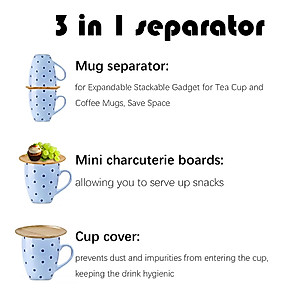 Mug Separator | 3in1 Mini Charcuterie Boards | 2024New Cup Covers Made of Bamboo | Safe to Use,for Tea Cups, Coffee Cups, and Red Wine Glasses, Easy to Use and Saves Space