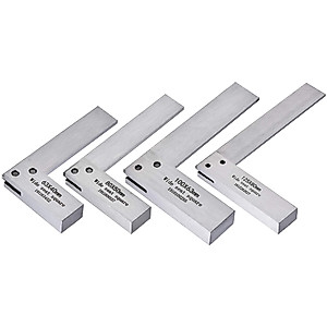 uxcell Machinist Square Set 2.5/3.15/4 / 5 Inch (63/80/100/125mm), Woodworking Try Square Wide Seat Solid Steel Squares, 4pcs in 1 Set
