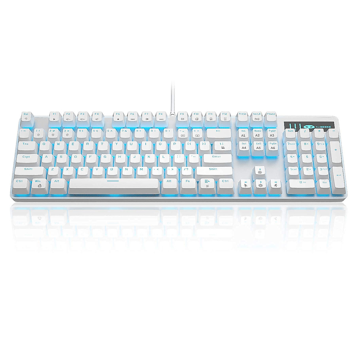 MageGee Mechanical Gaming Keyboard, Wired USB Adjustable Backlight Keyboard, New Mechanical Storm 100% Anti-ghosting Keyboard with Blue Switches for Windows PC/MAC Games (White)