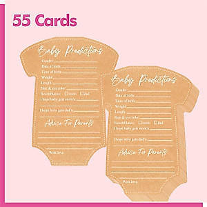 55PCS Baby Predictions, Double Sided Advice Cards Baby Shower Decorations Cards Wishes to Baby for Parents